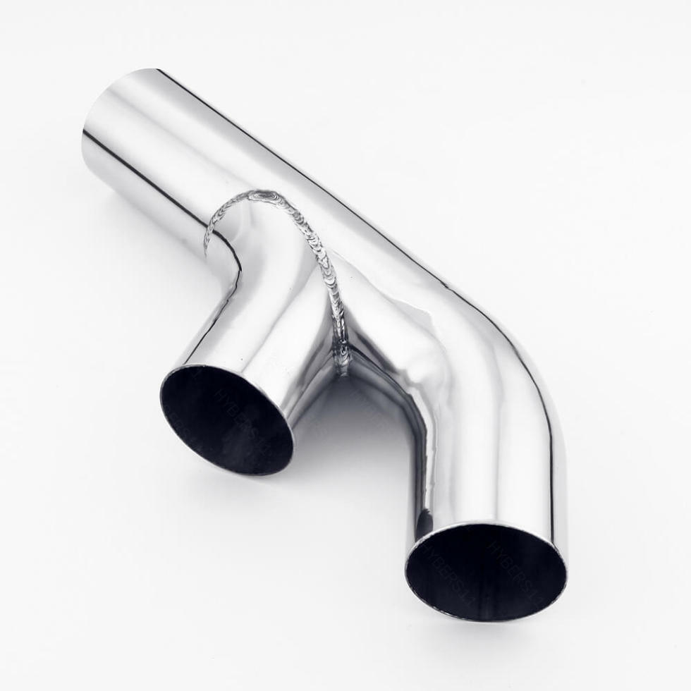 Pair 3" OD Quad Out Round Exhaust Tips y Pipe Offset 16" L 304 ...