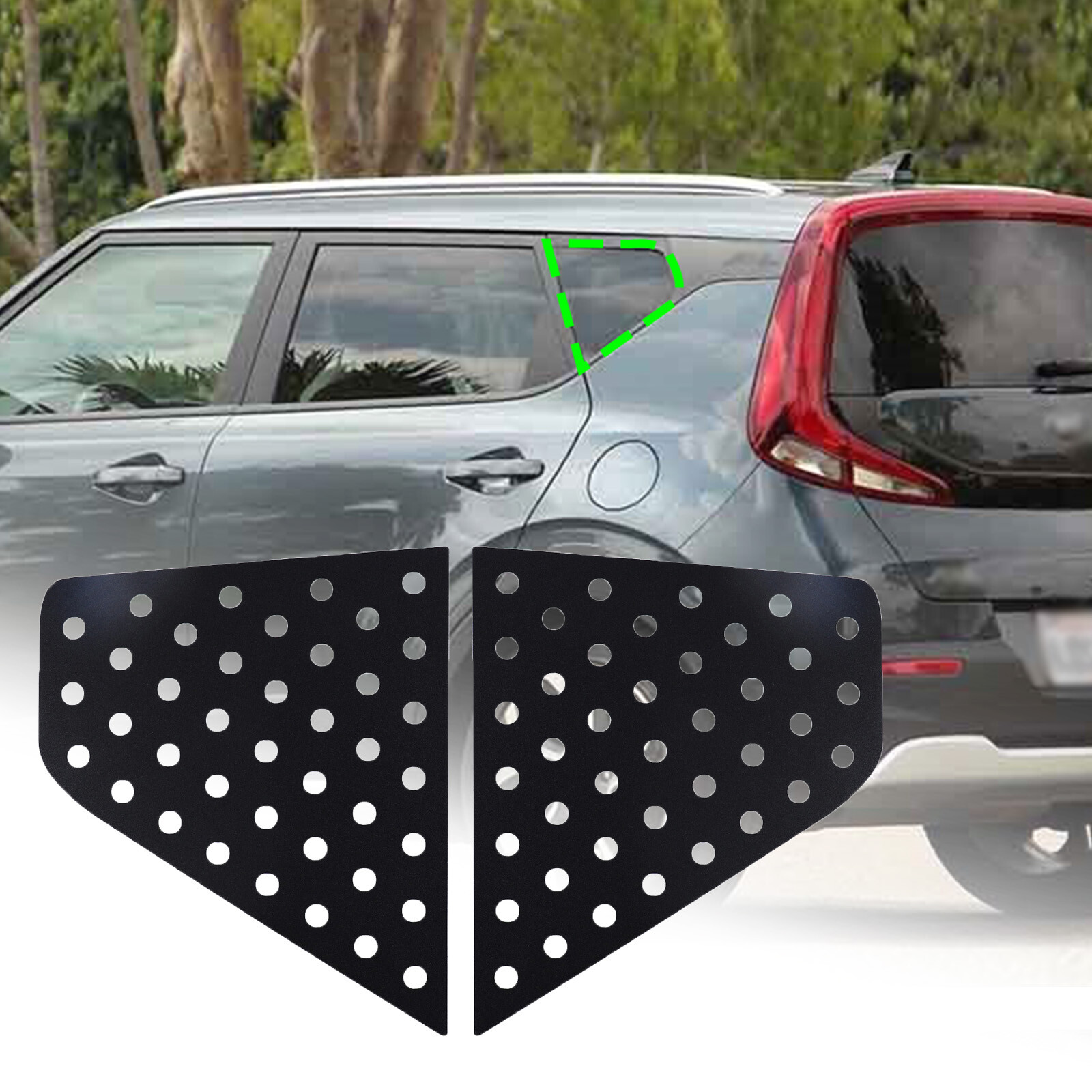 Black Rear Window Quarter Louver Cover Trim Fit For Kia Soul 2019-2022 ...