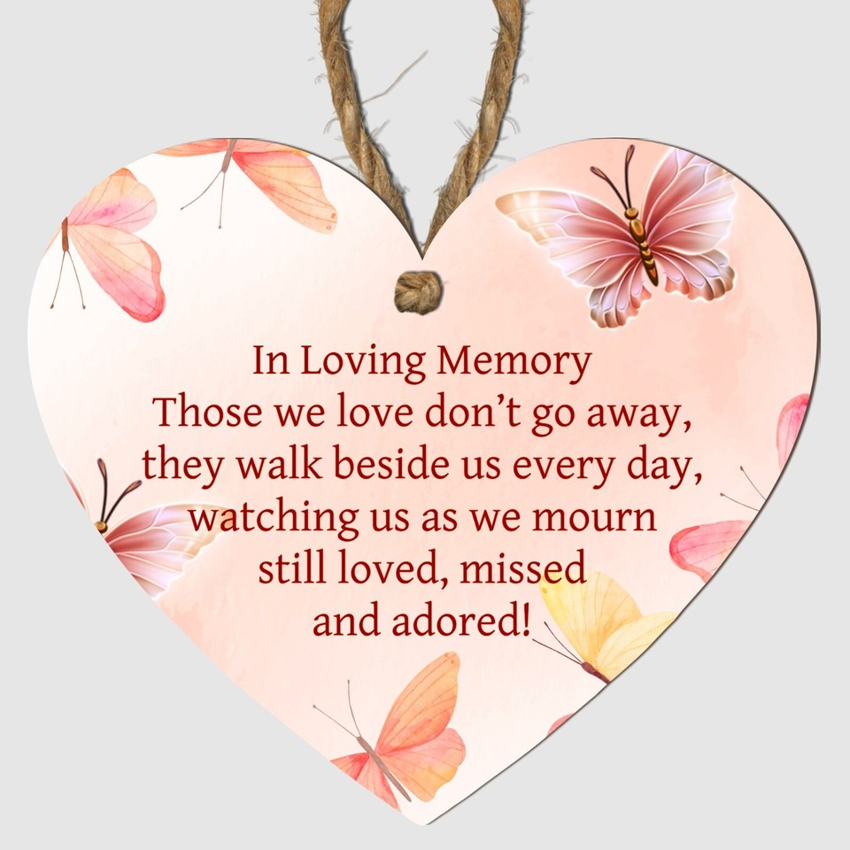 In Loving Memory Those we love Memorial Sign Gift Wooden Hanging Heart ...