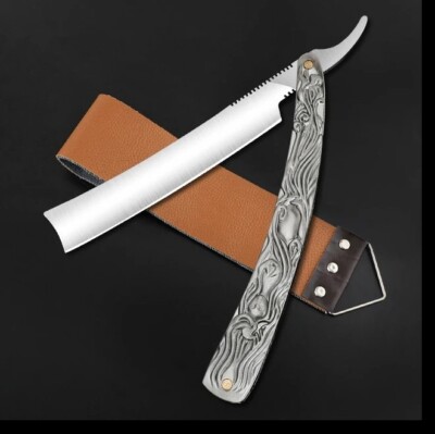 Barber Straight Cut Throat Razor Kit with 2 Sided Sharping Strop and ...