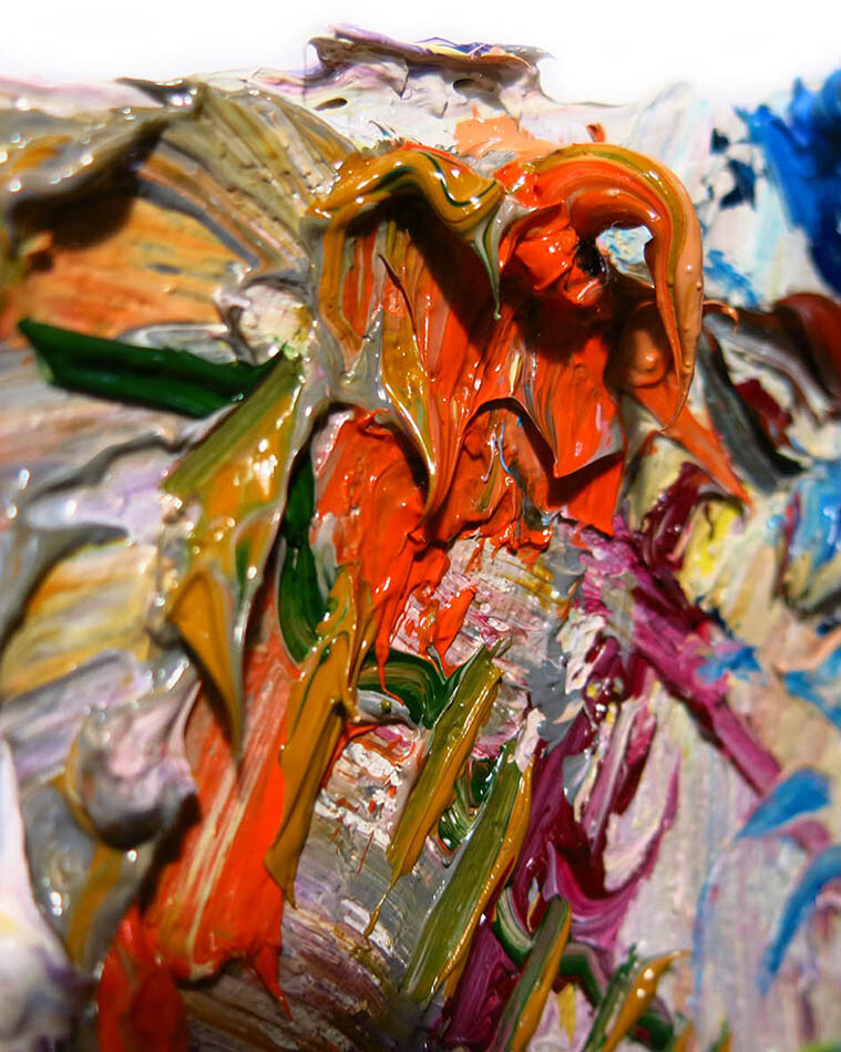 8x8" ORIGINAL OIL PAINTING FLOWERS ART SIGNED IMPRESSIONISM POP ...