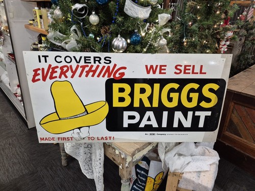 Vintage Great Graphic Briggs Paint Tin Advertising Sign 36x18 | eBay