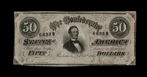 The Confederate States of America FIFT DOLLARS Richmond. Feb 17th, 1864 ...