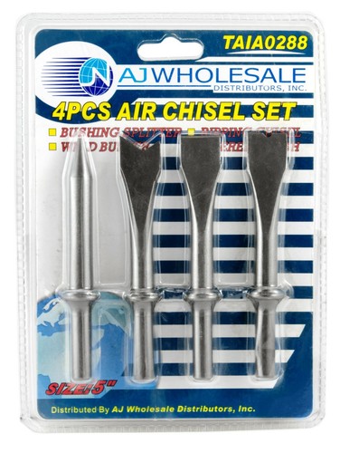 4 PC Air Chisel Set - Tapered Punch Ripping Chisel Weld Buster Bushing ...