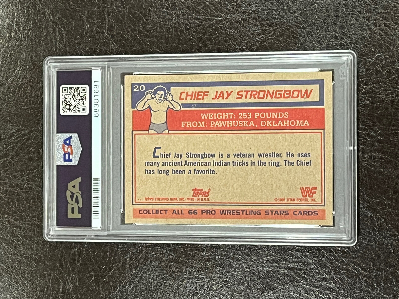 1985 Topps WWF Chief Jay Strongbow #20 PSA 10 GEM MINT!! Rookie RC HOF ...