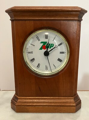 7up wooden desk clock- Wisconsin Clock Co.-vintage,GREAT condition and ...