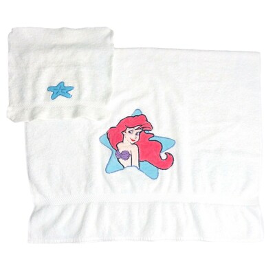 Vintage Disney Little Mermaid Ariel Bath Towel Wash Cloth 90s Movie ...