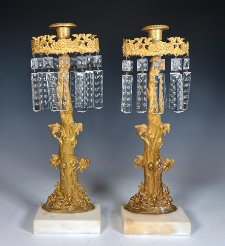 Nice Pair of Large Antique Gilt Bronze and Marble Girandole Candle ...