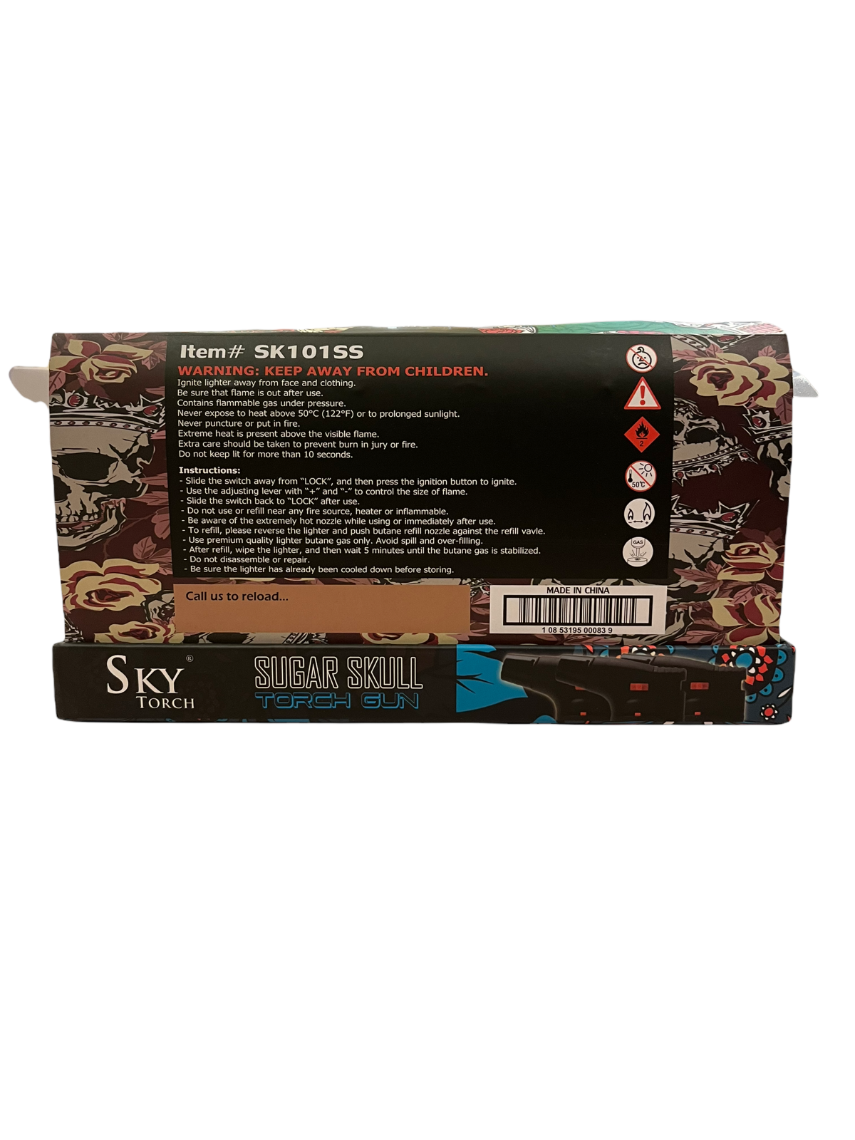 Eagle Sky Torch SUGAR SKULL Gun Jet Lighter Butane Refillable Assorted ...