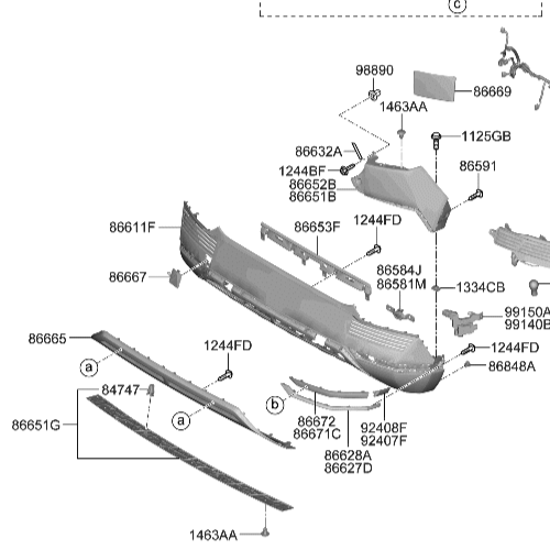 2022-2023 Hyundai Ioniq5 Rear Bumper Cover Trim Garnish | 866A1-GI000 ...