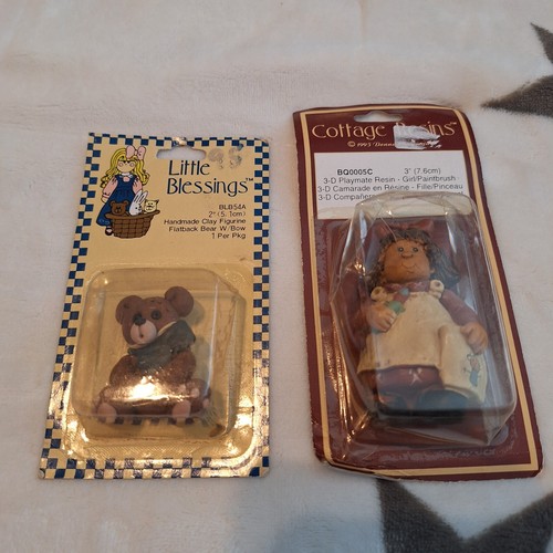 Vintage Crafts Little Blessings Cottage Resins Bear & Girl Paintbrush ...