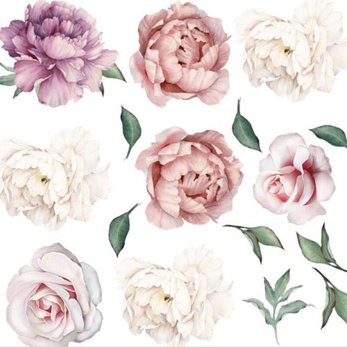 1PC Peony Flowers Wall Sticker Watercolor Peony Stickers Removable ...