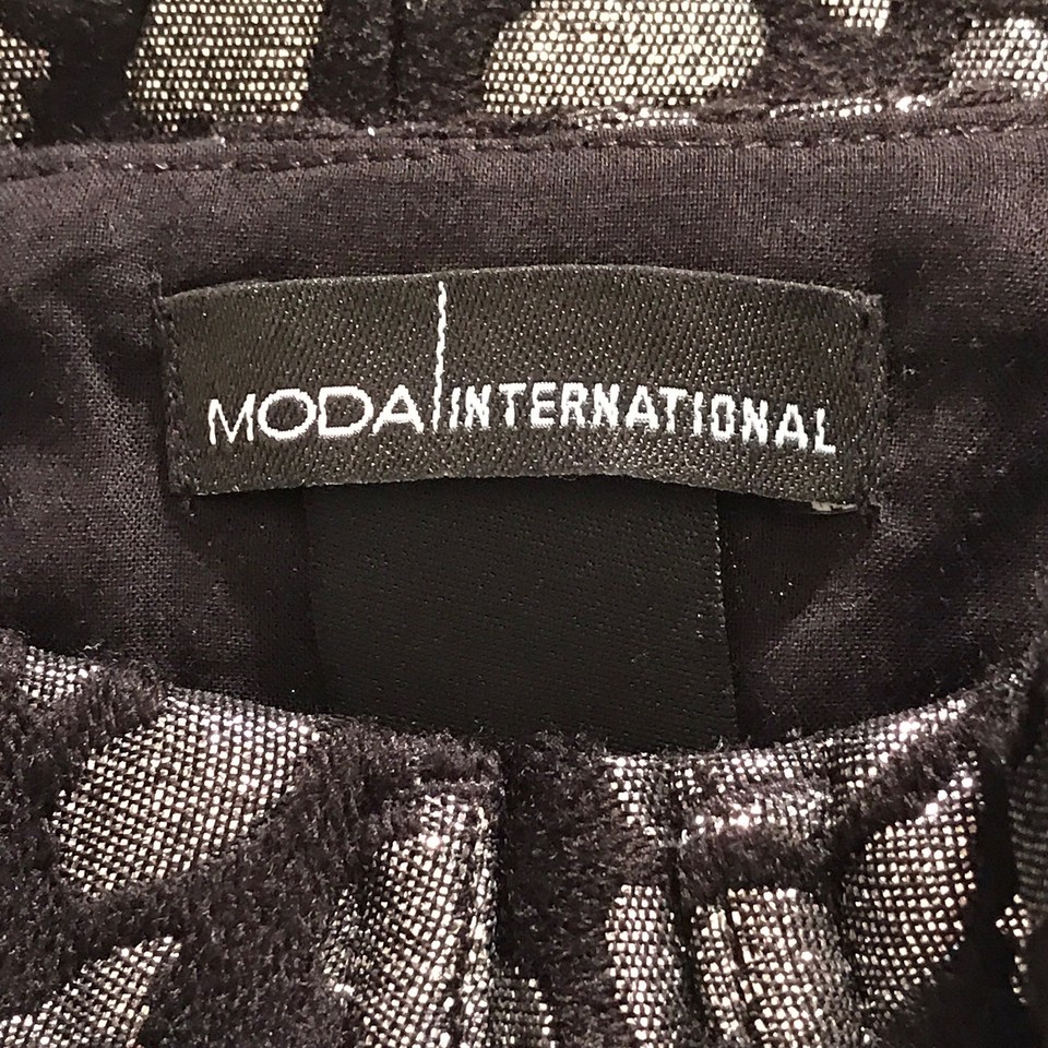 Moda International Women Black Silver Leopard Print Dress Spaghetti ...