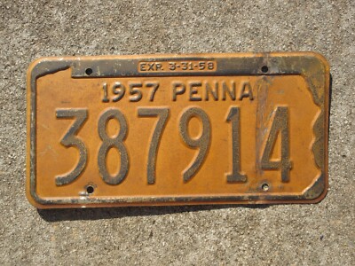 1957 Pennsylvania License Plate 387914 Penna PA Chevy Ford Chevrolet | eBay