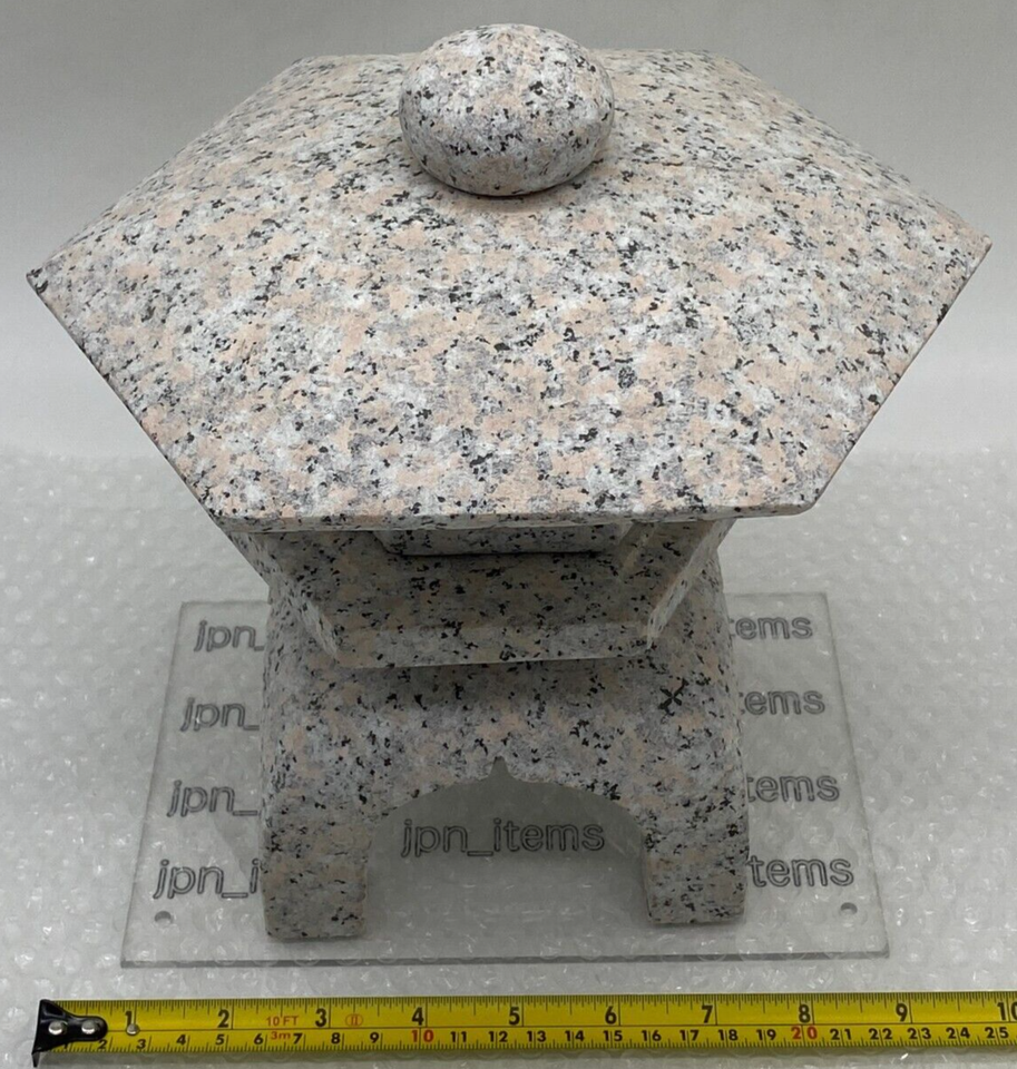 Pink Gray Stone Lantern Tourou Miniature Granite Japanese Garden ...
