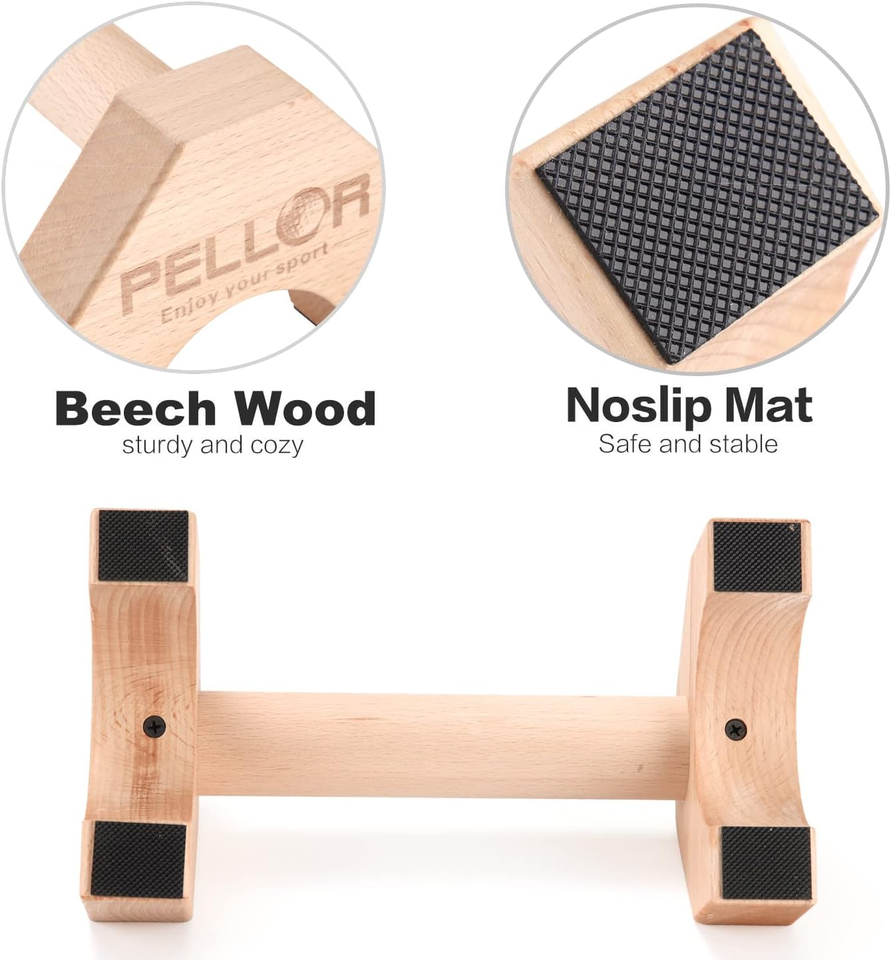 Pushup Stands - Wooden Push up Bars Gym Gear Equipment with Anti-Slid ...