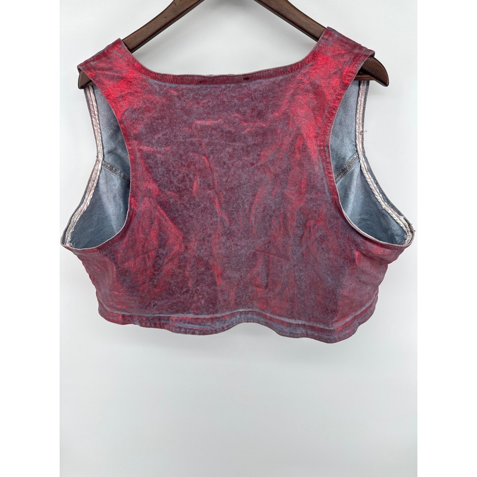 Fashion Nova Metallic Red Denim Vest Plus Size 3X Cropped Button Front ...