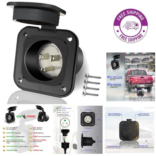 Compact Copper 15 Amp Inlet for Reliable Electrical Connections - Black ...