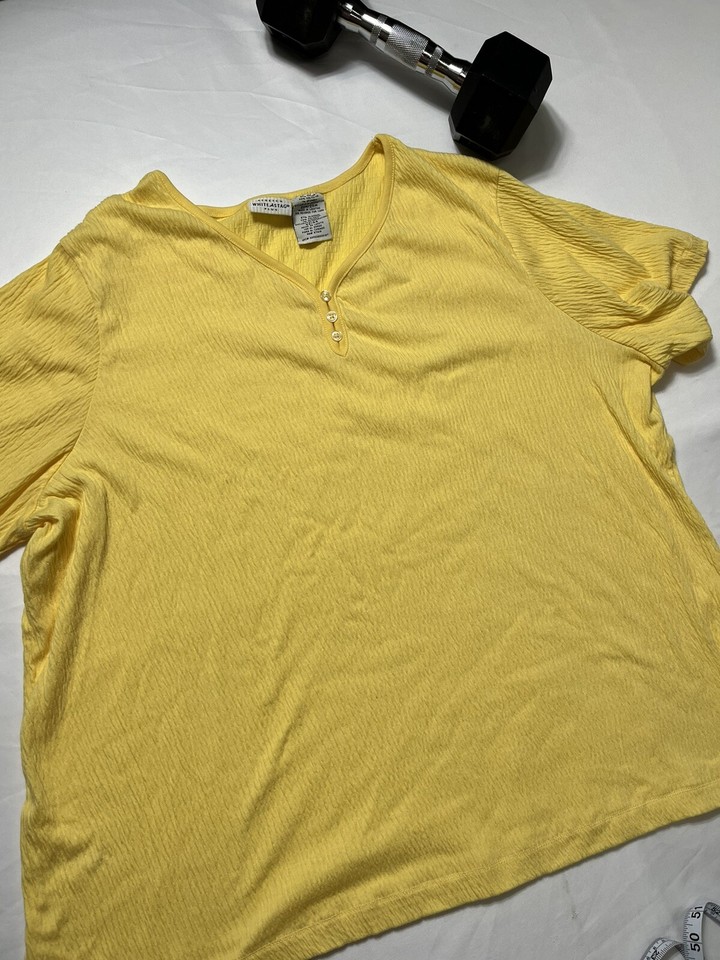 Womens White Stag Top Size 22w/24w Yellow Color V Neck Top #B-814 | eBay