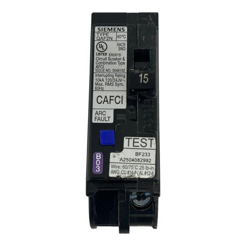 CHIPPED SIEMENS QA115AFCN ARC FAULT CIRCUIT BREAKER TYPE AFCI 15 AMP 1 ...