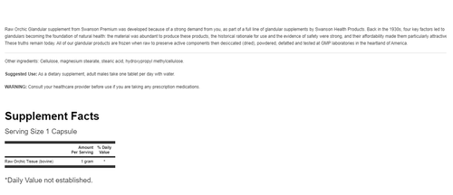 Raw Orchic Glandular 1 gram 1000 mg 2X30 Tabs | eBay