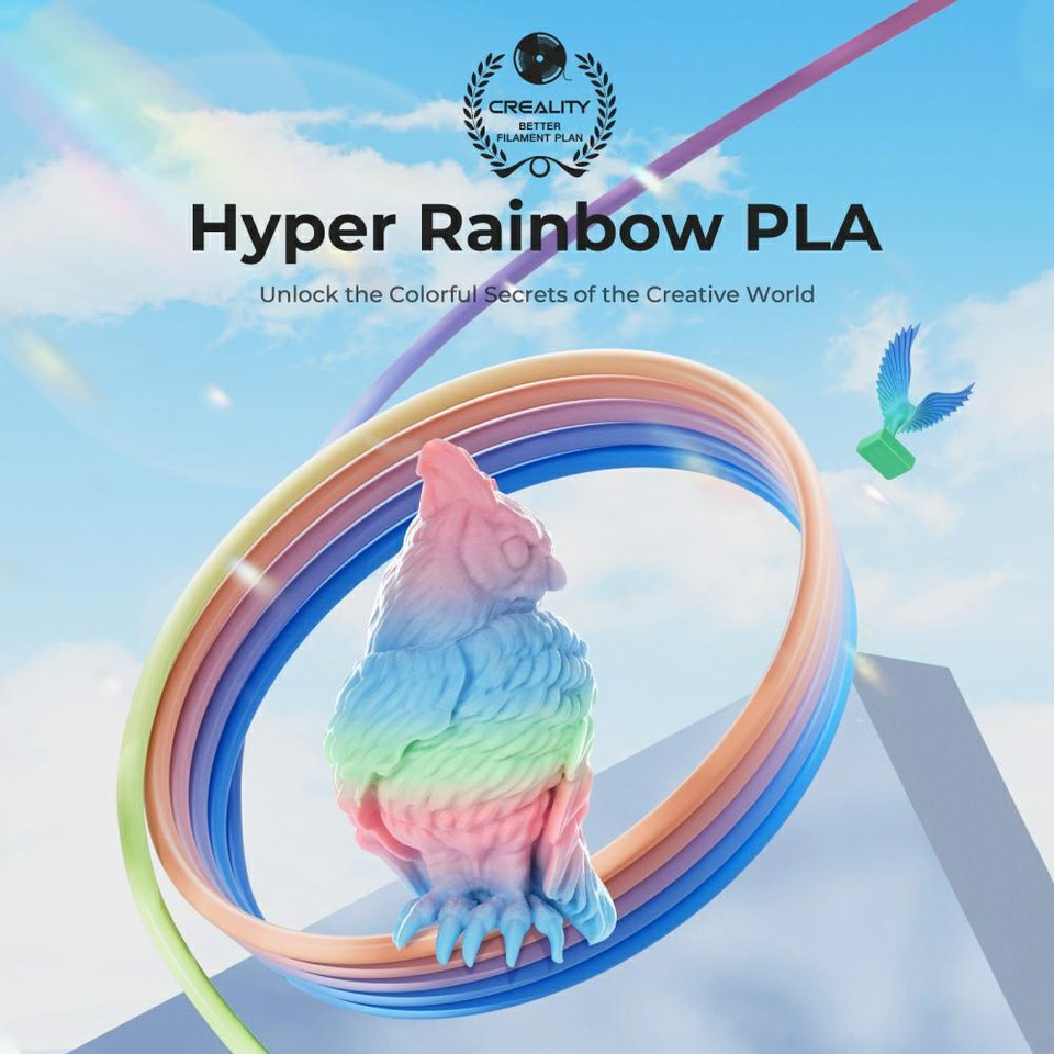 Creality Hyper Rainbow PLA 3D Printing Filament 1.75 1kg for 300mm/s ...