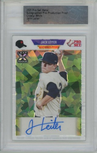 2021 Leaf Pro Set Metal Draft Proof Crystal White Jack Leiter 1/1 Auto ...