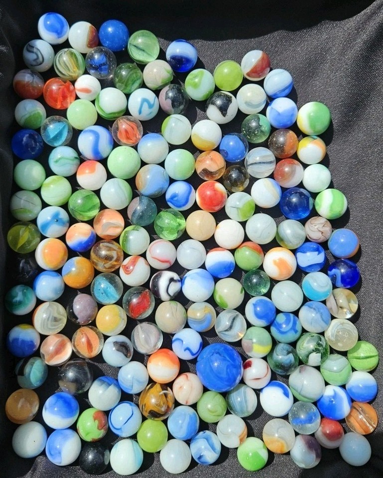 Old Vintage Antique Marble Lot Lutz 150 Total Slag Swirl German Cateye ...