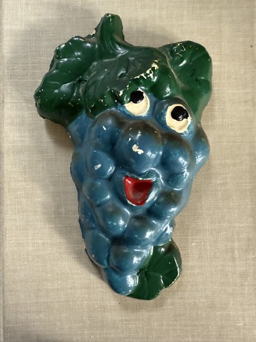 Vintage Chalkware Anthropomorphic Grapes Veggie Wall Art Retro Kitchen ...