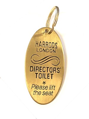 Vintage Harrods London Oval Brass Key Ring Directors Toilet Please Lift ...