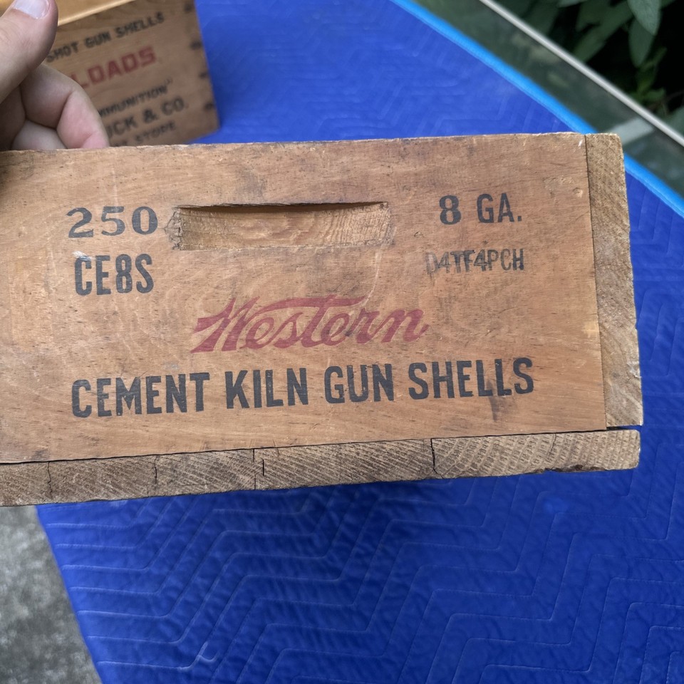 Vintage Rare Western Cartridge Co. 8 Ga. Paper Shells wood ammo box ...