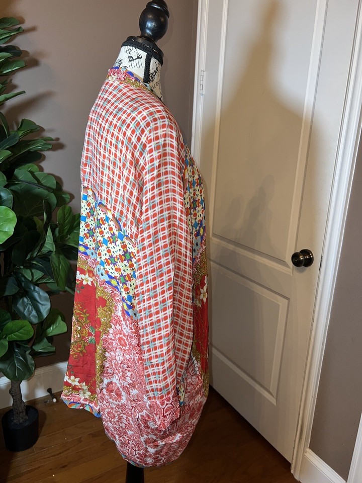 NEW Johnny Was Silky Embroidered Kimono WRAP L Large SPRING ...