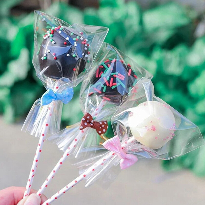 100pcs Transparent Flat Open Top Candy Bag OPP Plastic Bag Lollipop ...