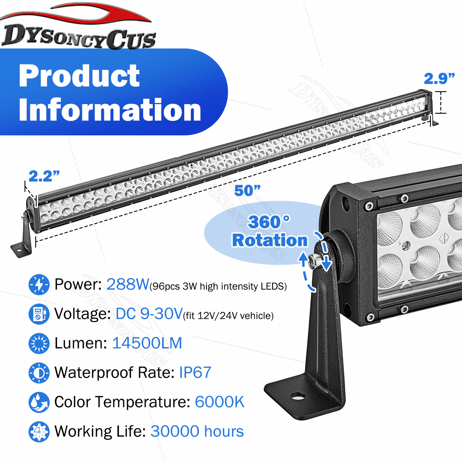 50" LED Light Bar+40W Pods+Pillar Mount Brackets,Wire For Jeep Wrangler ...