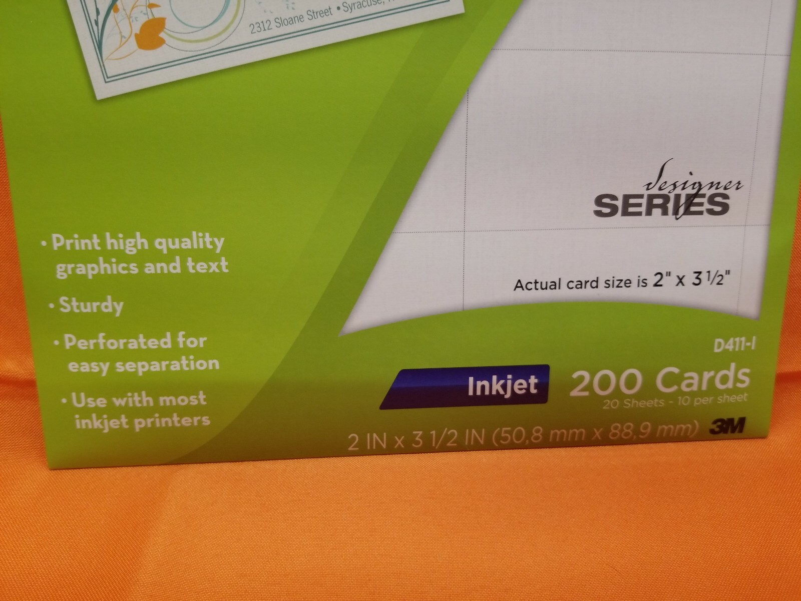 3M Linen White Business Card Stock 20 Sheets 200 Business Cards, D411-1 ...