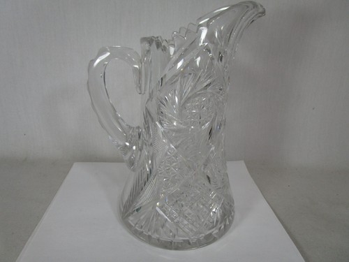 Antique Cut Crystal ABC Glass Water Pitcher Heavy 9.5 inch | eBay