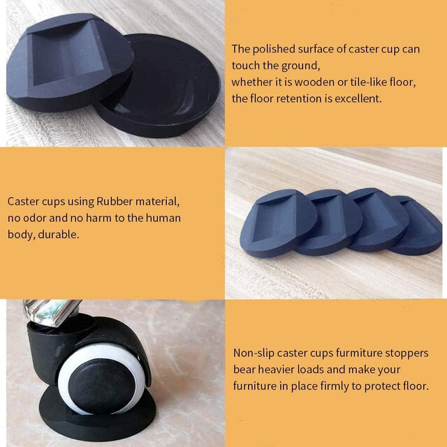 4 PCS Bed Wheel Stoppers Anti-Sliding Rubber Caster Cups for Wooden ...