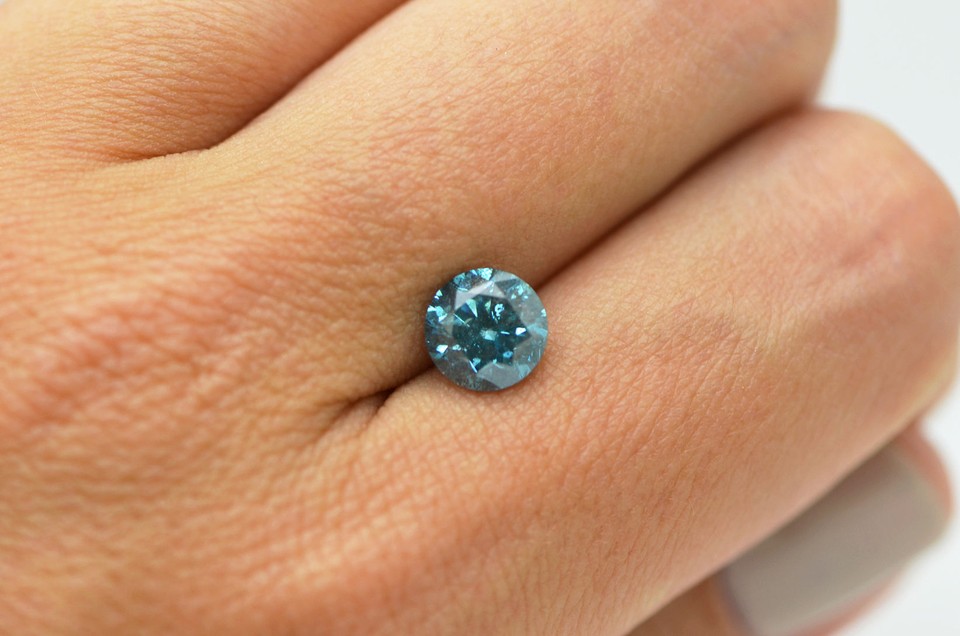 Blue Round Diamond Loose Fancy Color I1 Natural Enhanced Certified 1.79 ...