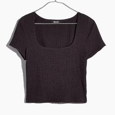 Madewell Short Sleeve Popcorn Top M *Black* NWT! | eBay