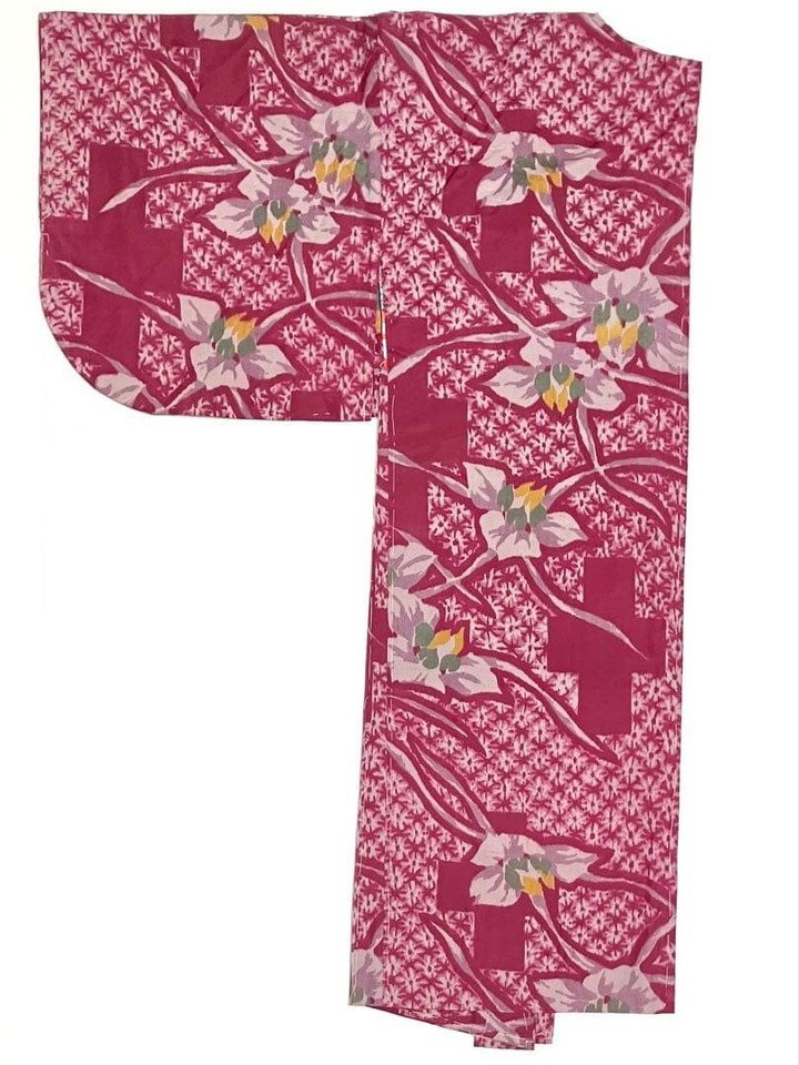 Japanese Meisen Retro Long Haori Flower Cross Pink Red Taisho | eBay