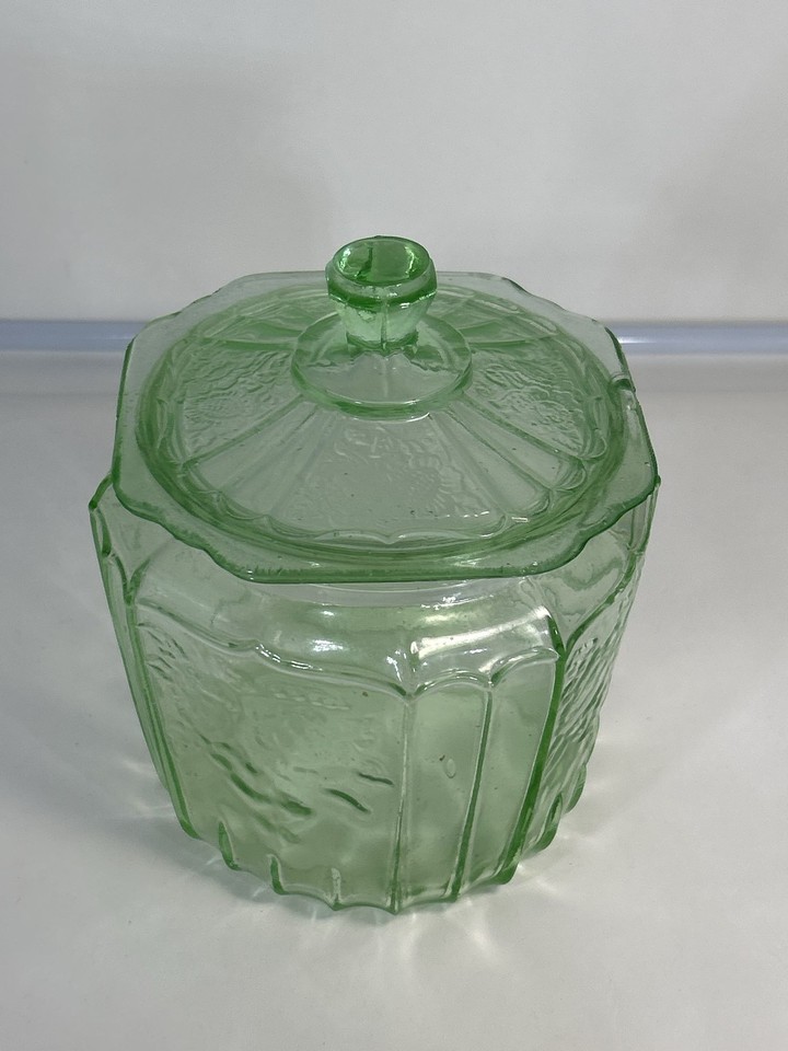 Anchor Hocking Princess Uranium Green Depression Glass Cookie Biscuit ...