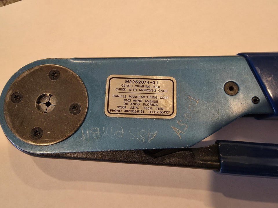 DMC Daniels Crimping Tool M22520/4-01 Aviation Mechanic Crimper USA | eBay