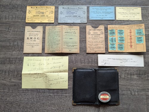 WWII 1941-44 UNITED STEELWORKERS OF AMERICA Membership Cards & Other ...