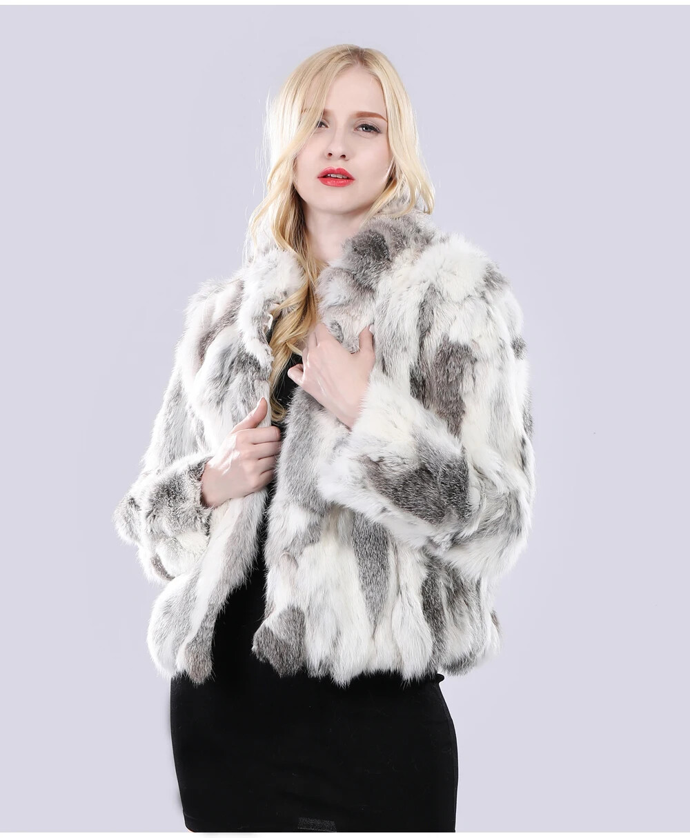 genuine natural real rabbit fur coat women fashion jacket | eBay
