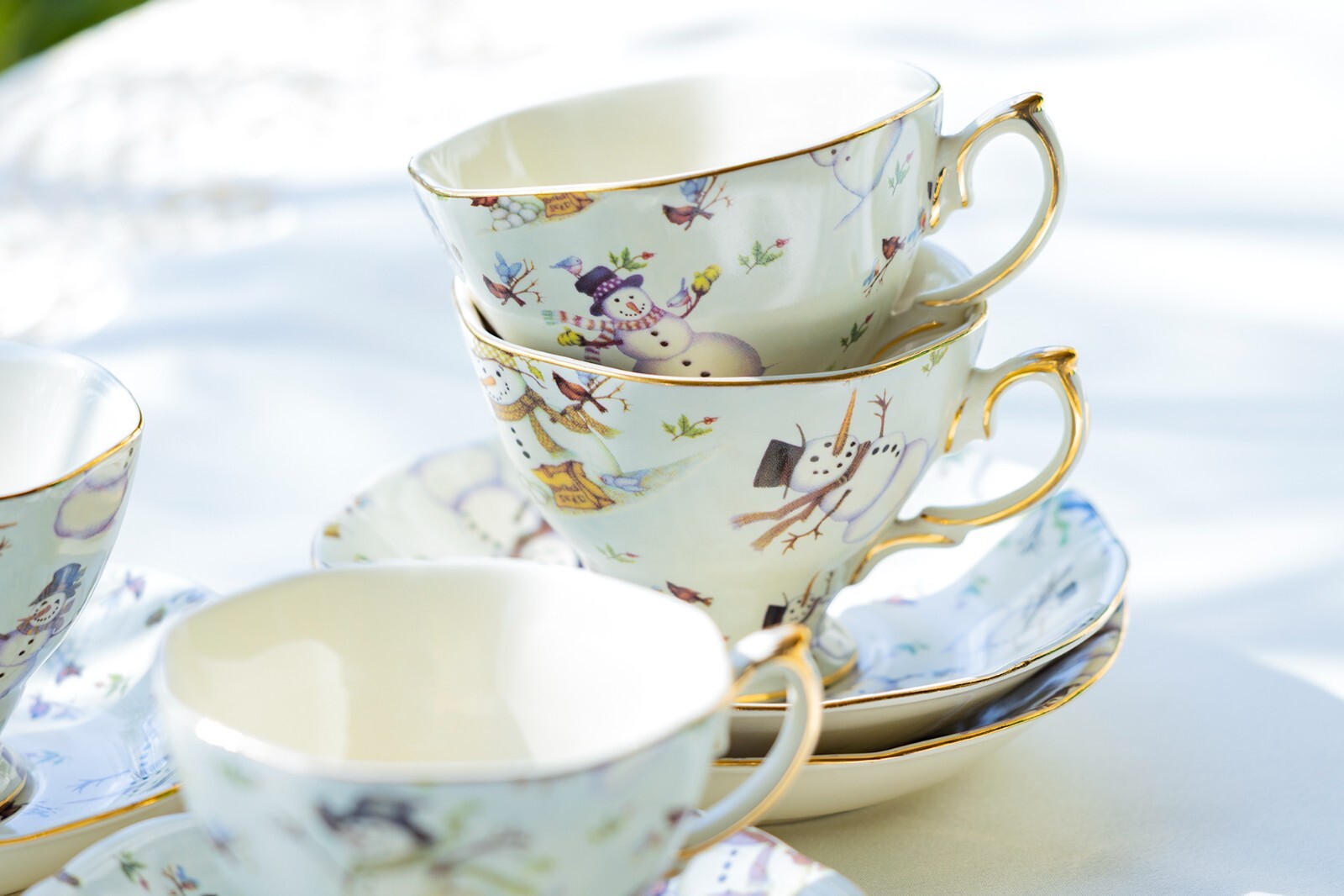 Grace Teaware Christmas Holiday Snowman Fine Porcelain Tea Cup and ...
