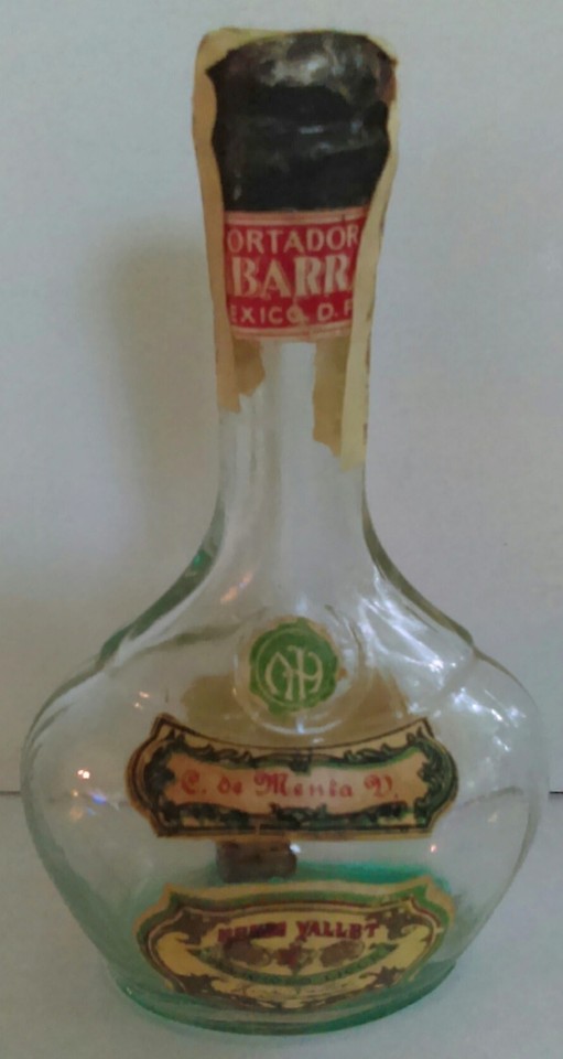 CREMA DE MENTA VERDE MINIATURE BOTTLE HENRI VALLET FROM MEXICO 4 1/2 ...