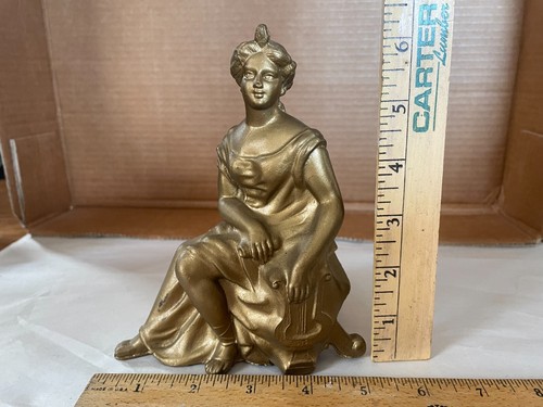 Antique spelter seated roman woman with harp clock topper | eBay