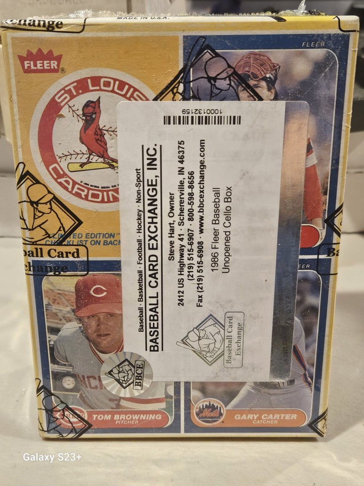 1986 Fleer Factory Sealed CELLO Box - BBCE Certified - 24pk/28cds - 159 ...