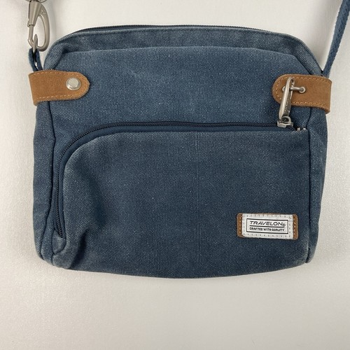 Travelon Anti-Theft Crossbody Bag Blue Canvas Small Travel Purse ...