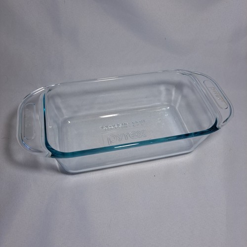 PYREX Clear Glass Bread Loaf Baking Pan 1.5 QT #2213 4.5 x 8.5" Blue ...